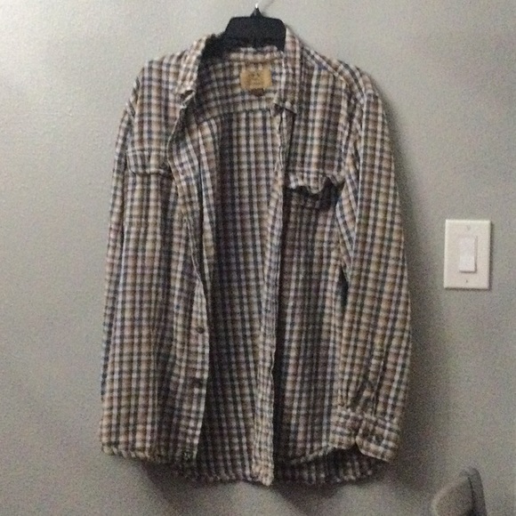 Outdoor Life | Shirts | Mens Blue White And Tan Flannel Button Down ...